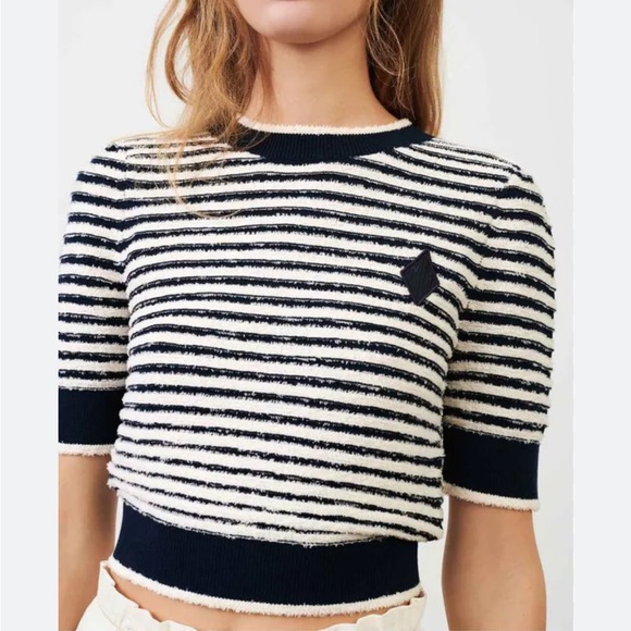 Maje | Sweaters | Maje Marinella Striped Sailor Short Sleeve Crew Neck ...
